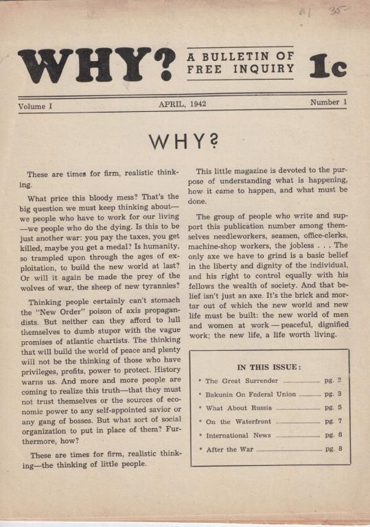 Why? Vol. 1, No. 1 (April 1942) | libcom.org
